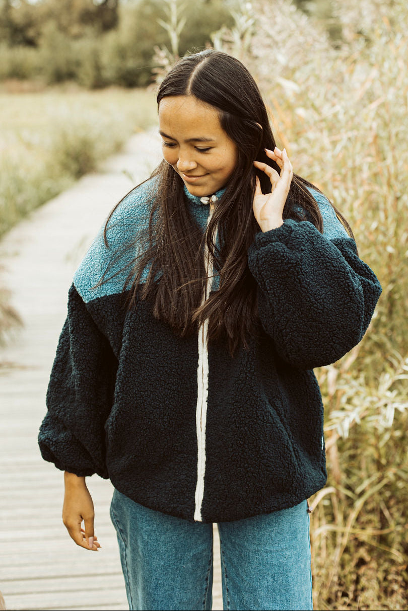 women teddy SMILEY JACKET - bright blue | ella and rapha – antwerp – ella and rapha - antwerp